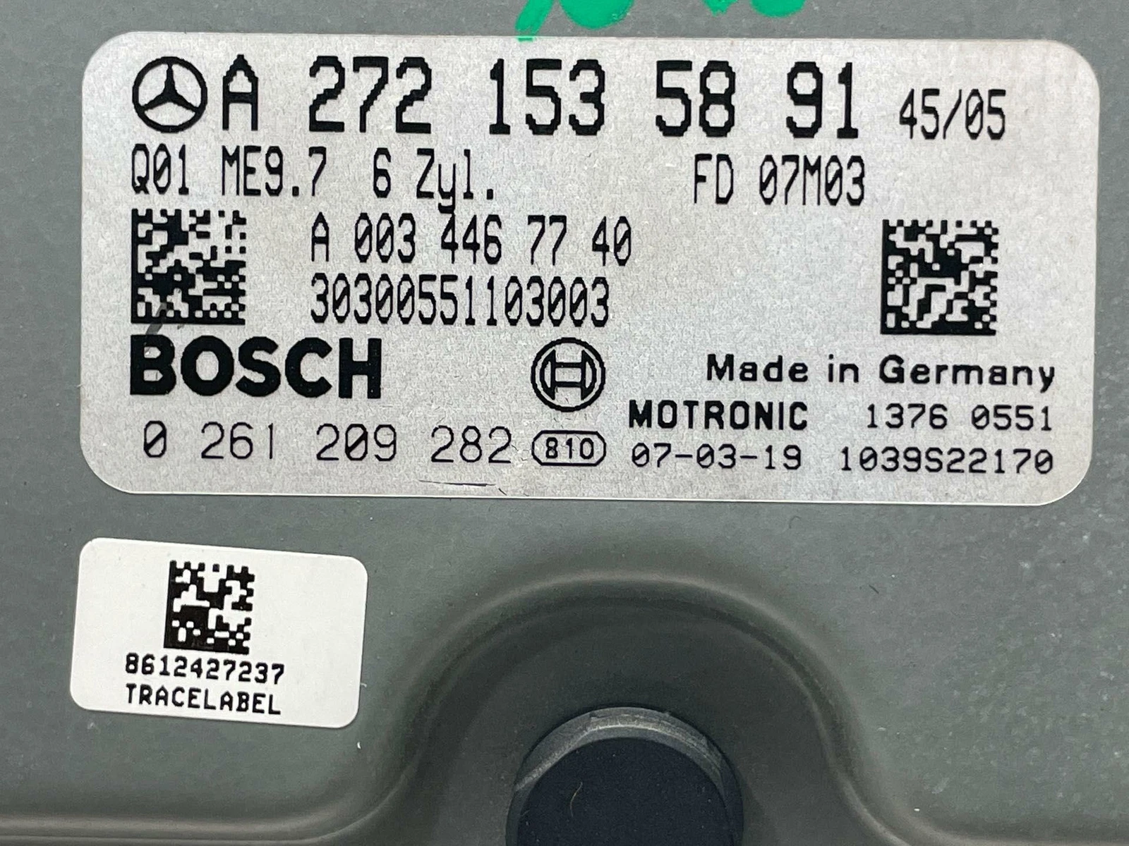 272 153 58 91 Used ECU ECM ME9.7 Engine Computer Module - Benz Tech ...